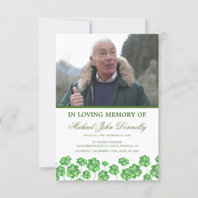 Order of Service Shamrock Funeral Program | Zazzle