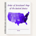 Order of Statehood Map the United States notebooks | Zazzle