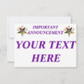 Order of the Eastern Star Announcement | Zazzle