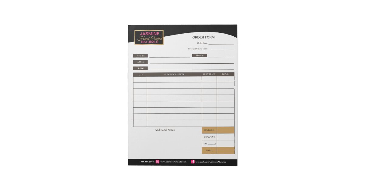 Order Request Receipt Form Notepad | Zazzle