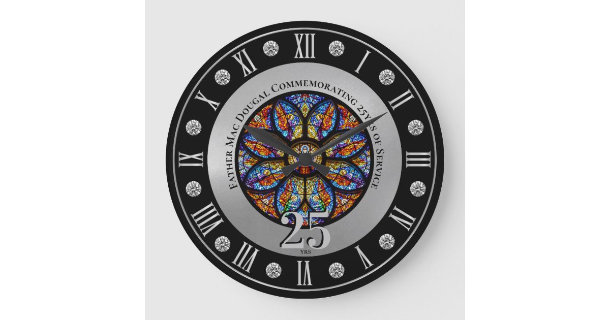 Ordination Anniversary Personalized Priest 25th Large Clock | Zazzle