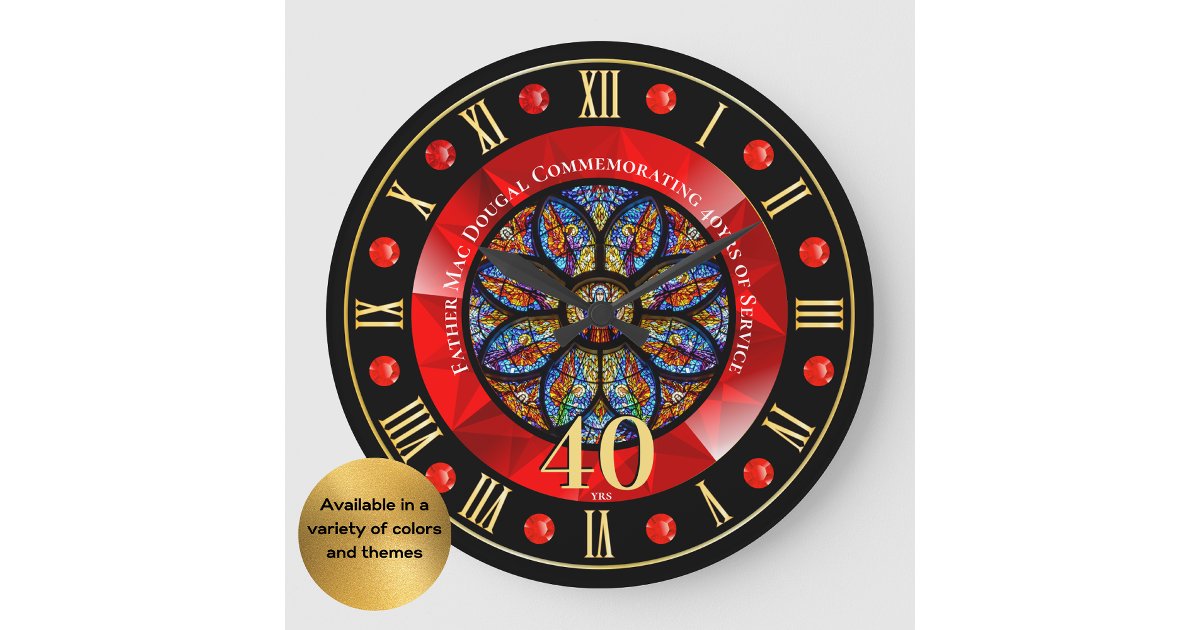 Ordination Anniversary Personalized Priest 40th Large Clock | Zazzle