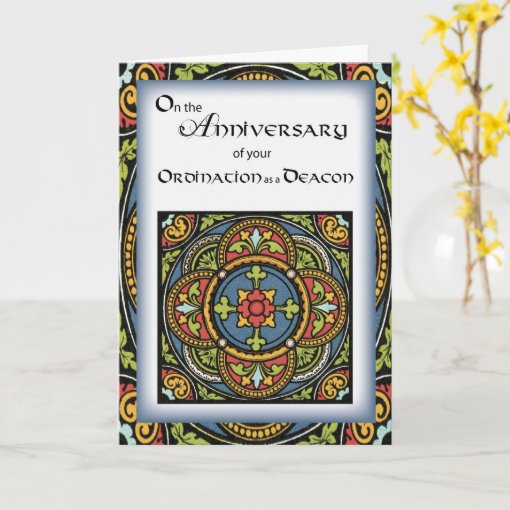 Ordination Anniversary to Deacon Cross in Colors Card | Zazzle