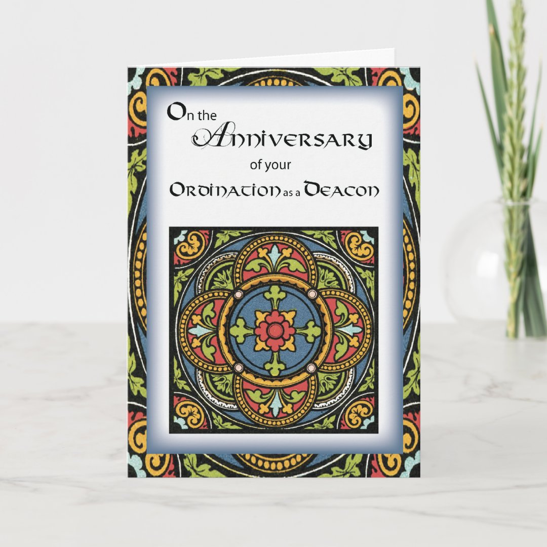 Ordination Anniversary to Deacon Cross in Colors Card | Zazzle