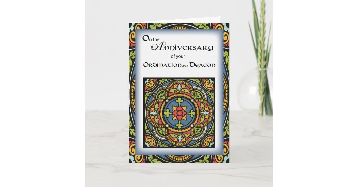 Ordination Anniversary to Deacon Cross in Colors Card | Zazzle