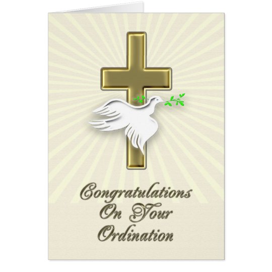 Ordination congratulations with a golden cross card | Zazzle.com