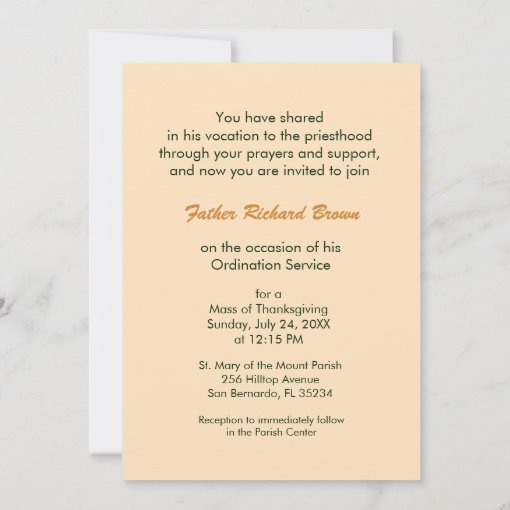 Ordination Service Invitation with Lilies and Cros | Zazzle