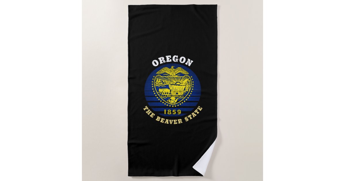 OREGON BEAVER STATE FLAG BEACH TOWEL | Zazzle
