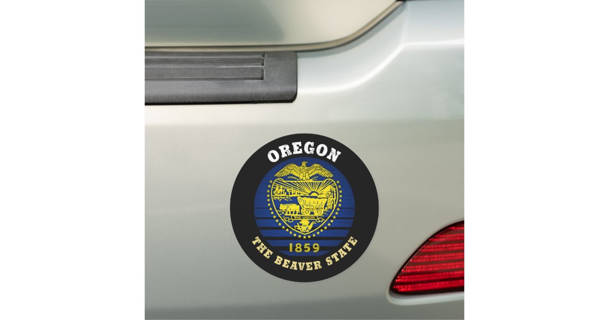 OREGON BEAVER STATE FLAG CAR MAGNET | Zazzle