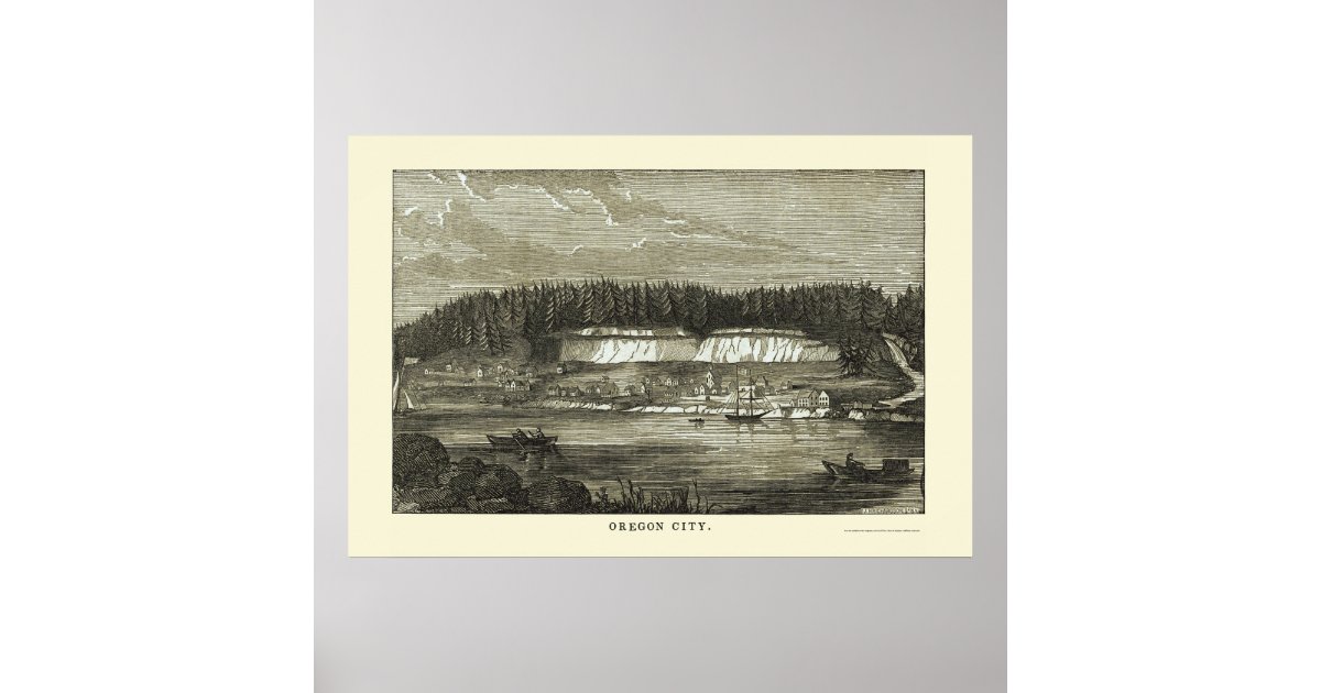 Oregon City, OR Panoramic Map - 1850 Poster | Zazzle