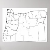 Oregon Counties Blank Outline Map Poster | Zazzle