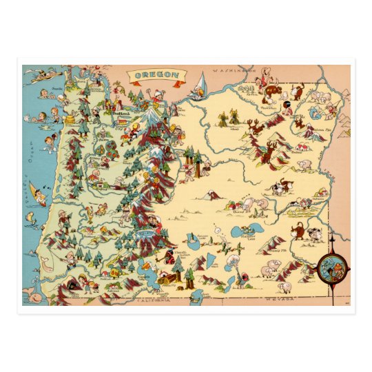 Oregon Funny Vintage Map Postcard | Zazzle.com