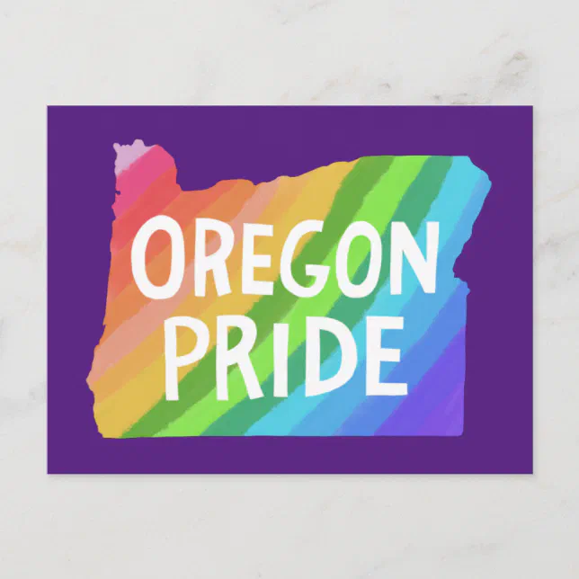 Oregon Illustrated Map PRIDE RAINBOW Postcard | Zazzle