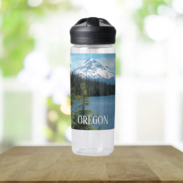 Oregon Mount Hood and Lake Landscape Water Bottle | Zazzle