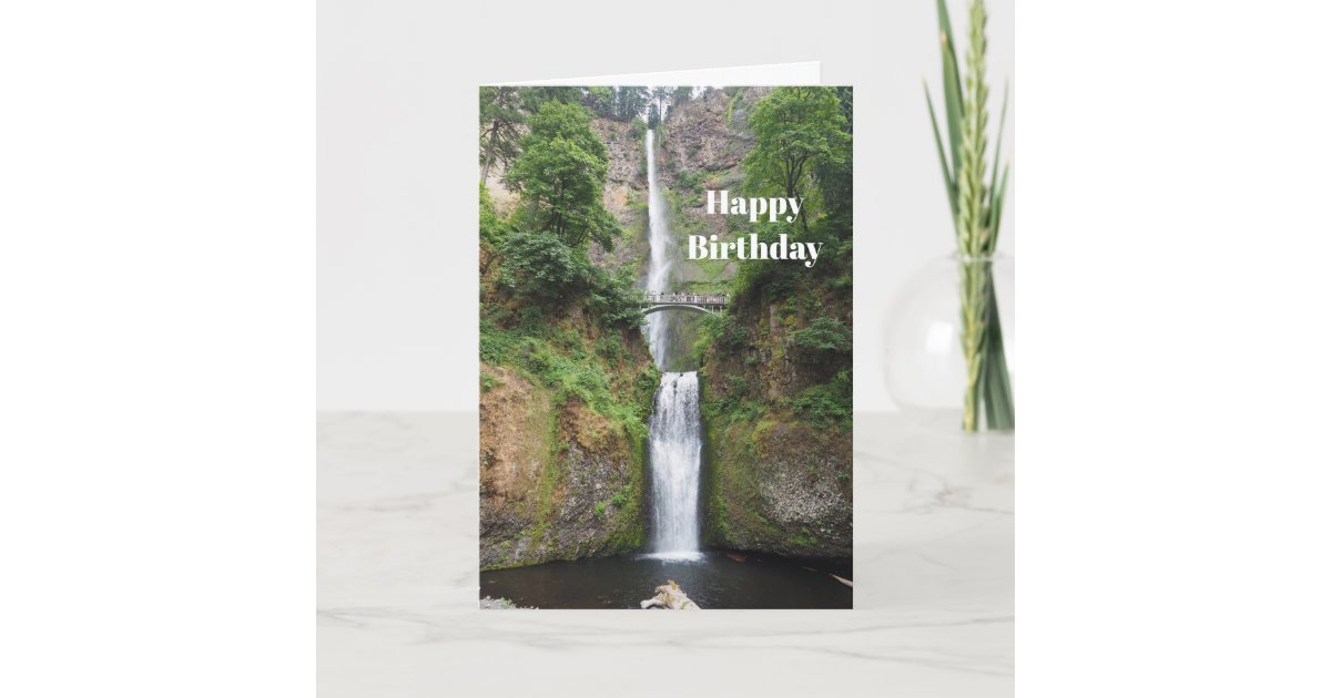Oregon Multnomah Falls Photo Birthday Card | Zazzle