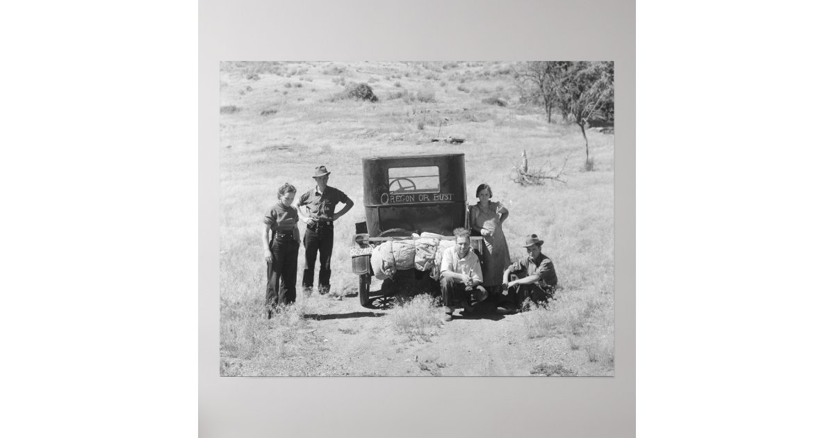 Oregon or Bust, 1936. Vintage Photo Poster | Zazzle