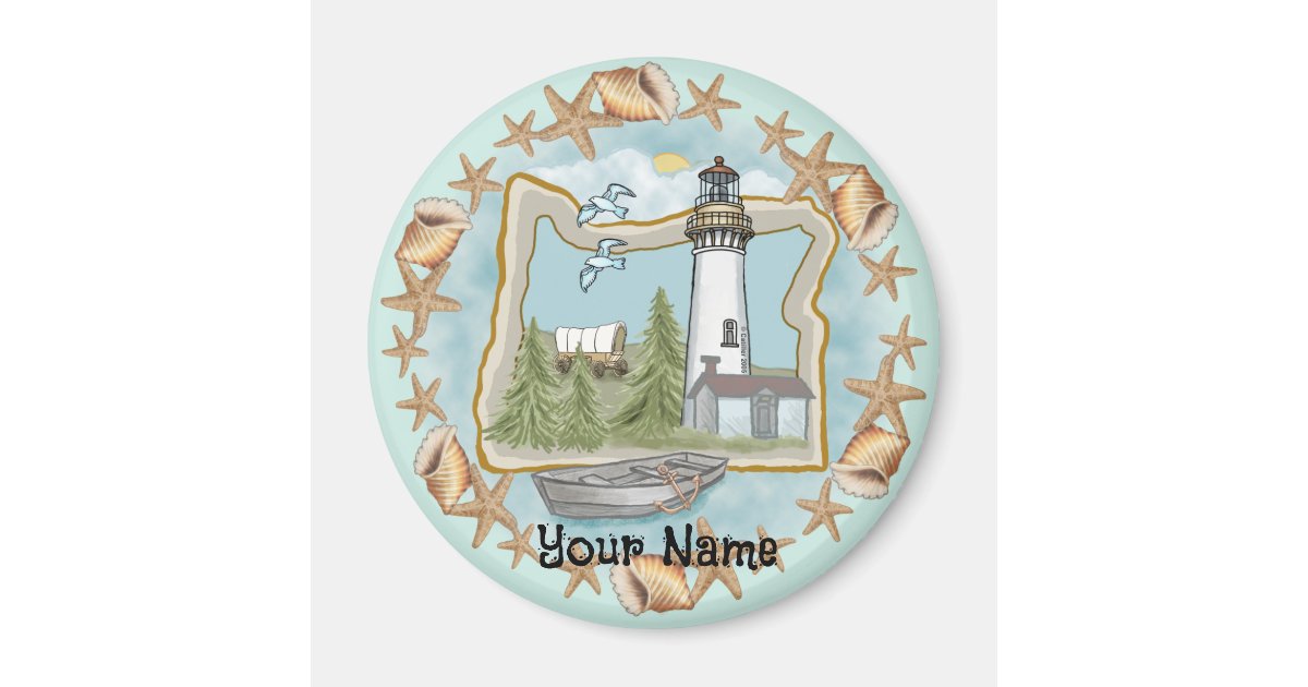 Oregon Shells Lighthouse Magnet | Zazzle
