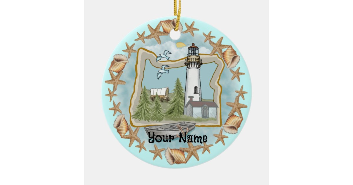 Oregon Shells Lighthouse Ornament | Zazzle