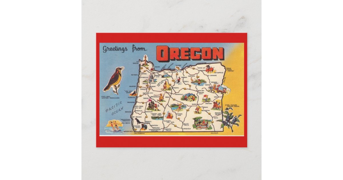 Oregon State Map Postcard | Zazzle