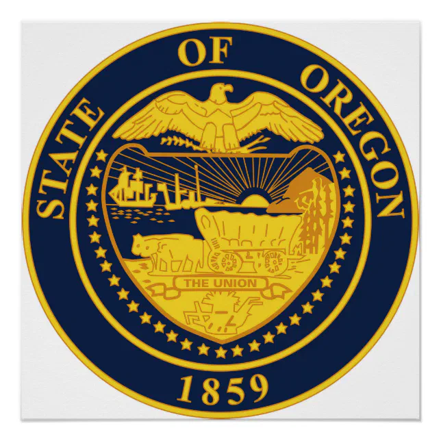 Oregon state seal america republic symbol flag poster | Zazzle