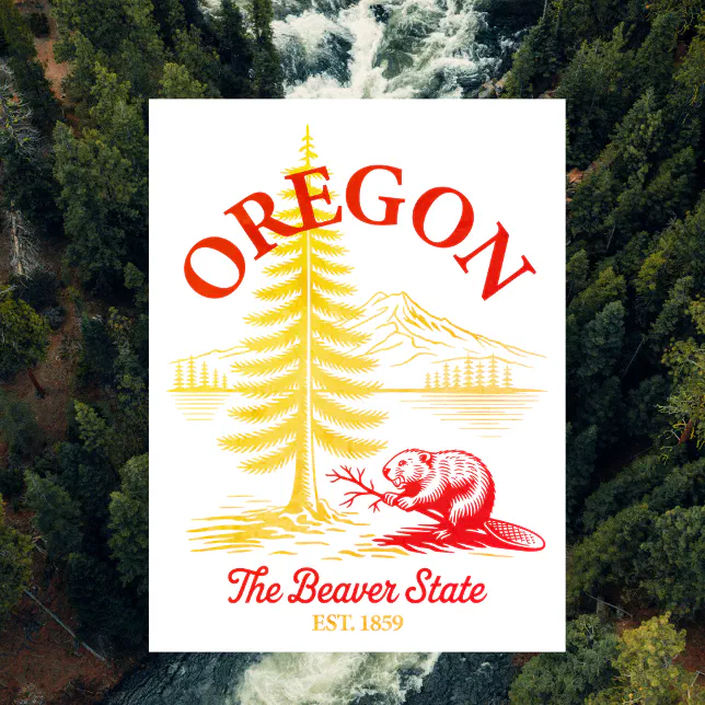 Oregon The Beaver State Est. 1859 Postcard | Zazzle