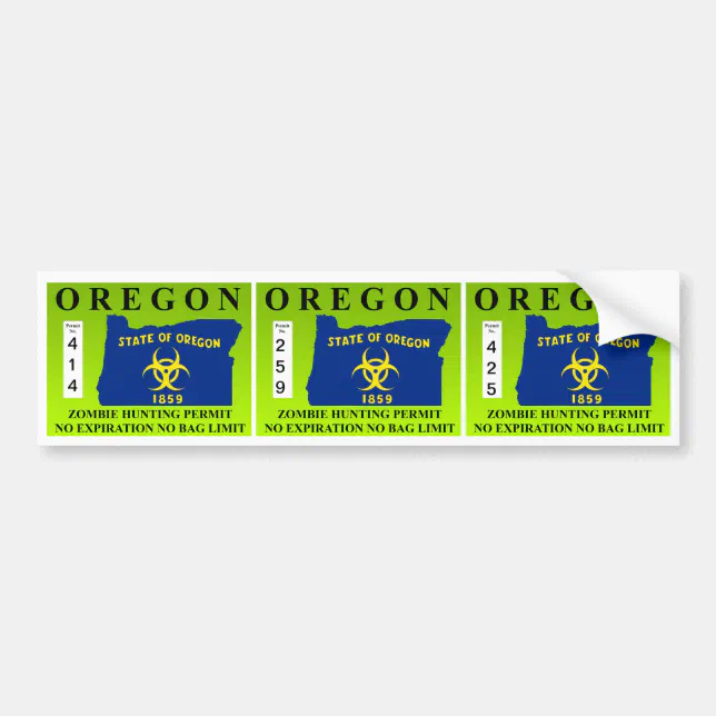 Oregon Zombie Hunting Permit Bumper Sticker | Zazzle