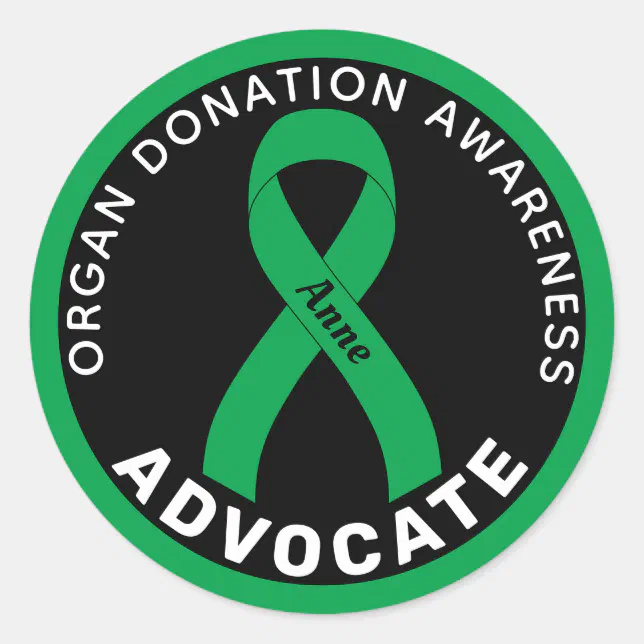 Organ Donation Advocate Ribbon Black Round Sticker | Zazzle