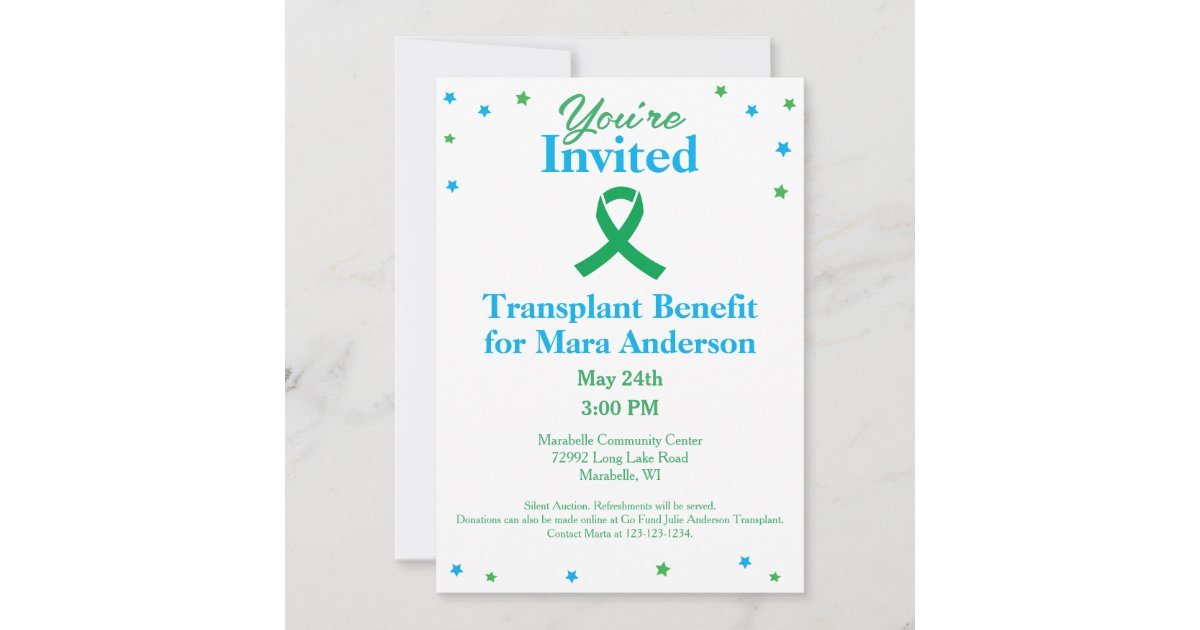 Organ Donation Transplant Fundraiser Invitation | Zazzle