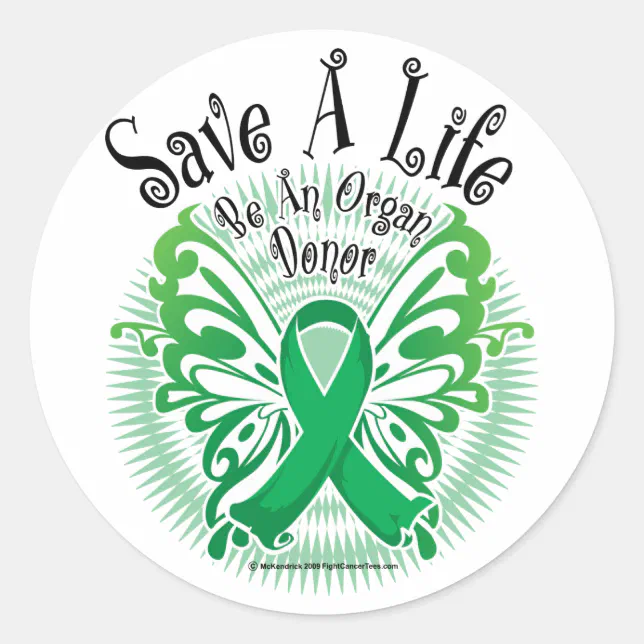 Organ Donor Butterfly 3 Classic Round Sticker | Zazzle