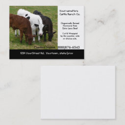 Organic Cattle Beef Ranch or Butcher Business Card | Zazzle