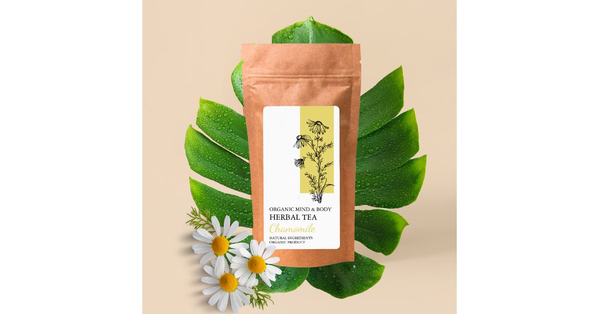 Organic Chamomile Herbal Tea Business Label | Zazzle