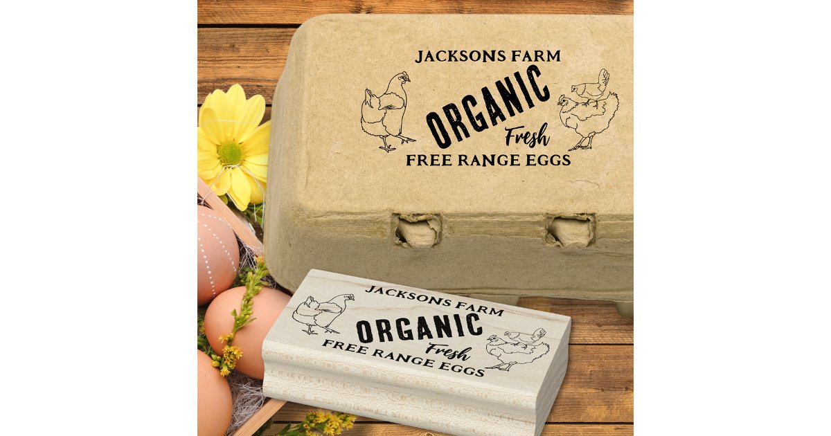 Organic Chicken Eggs Business Rubber Stamp | Zazzle
