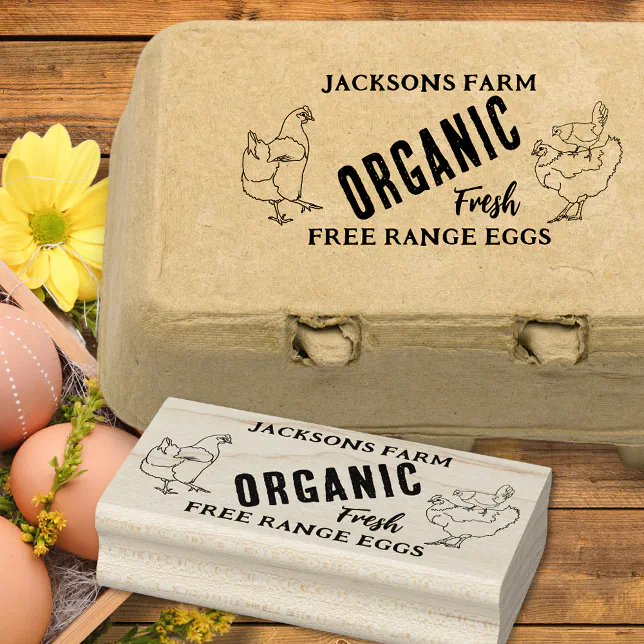 Organic Chicken Eggs Business Rubber Stamp | Zazzle