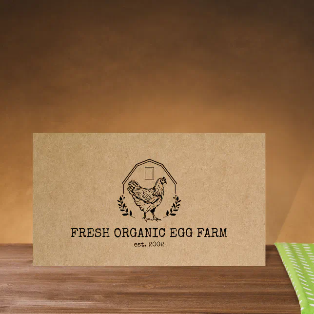 Organic Egg Farm Farmhouse Rustic Chicken Business Card | Zazzle