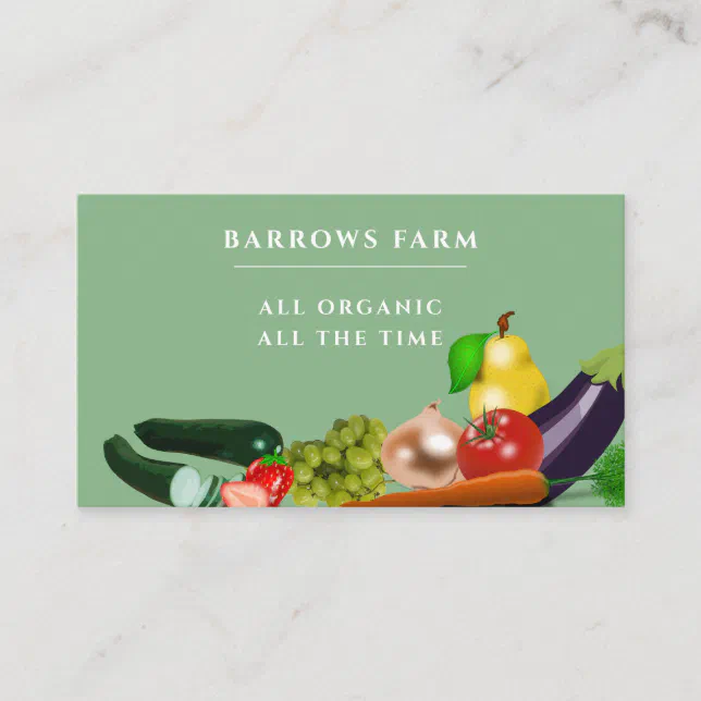 Organic Farm Fresh Picked Veggies Business Card | Zazzle