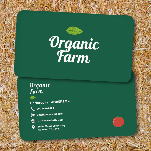 Organic Farm Green Business Card | Zazzle