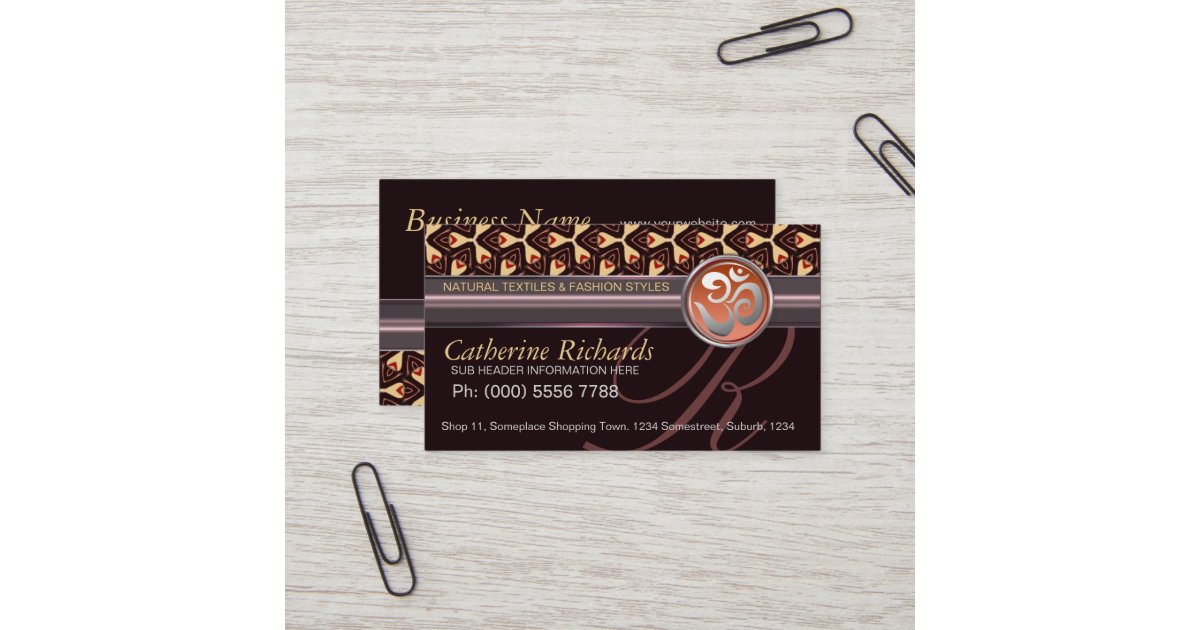 Organic Fashion Tribal Textile Business Cards | Zazzle