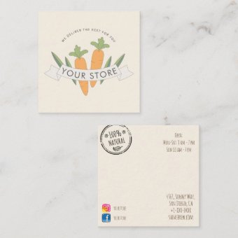 organic fresh food delivery service square business card | Zazzle