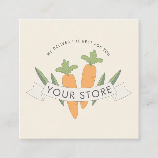 organic fresh food delivery service square business card | Zazzle