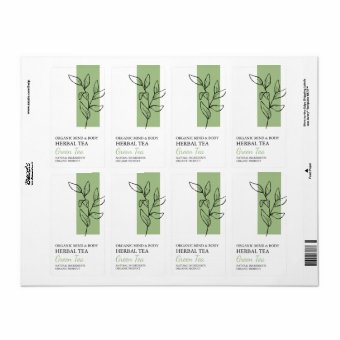 Organic Green Tea Herbal Tea Business Label | Zazzle