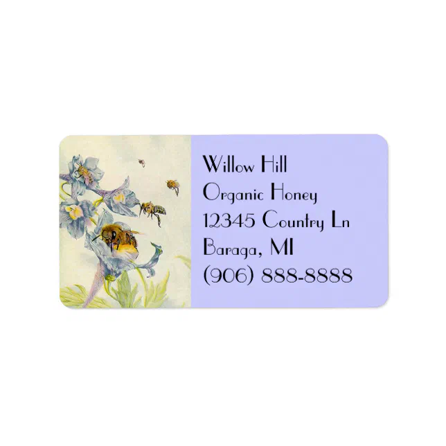 Organic Honey Bees Morning Glory Flowers Labels | Zazzle