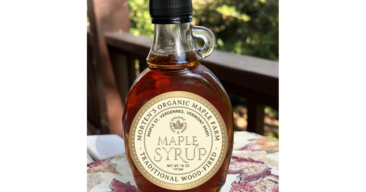 ORGANIC Maple Syrup Traditional Wood Fired Label | Zazzle