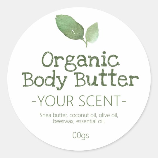 Organic Natural Leaf Handmade Body Butter Classic Round Sticker ...