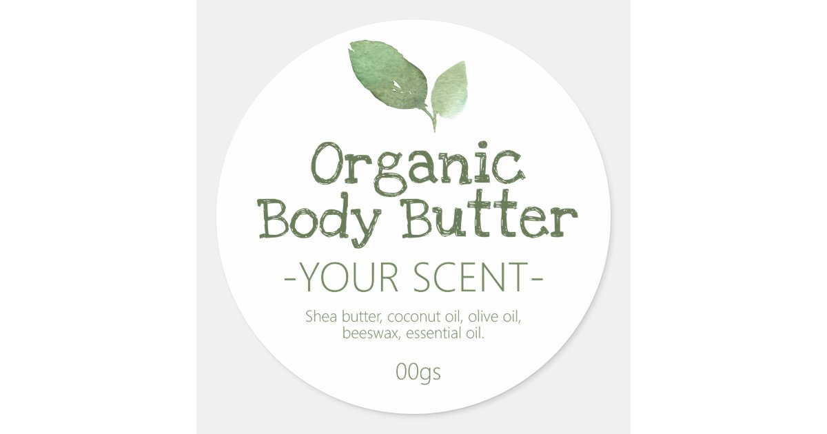 Organic Natural Leaf Handmade Body Butter Classic Round Sticker | Zazzle