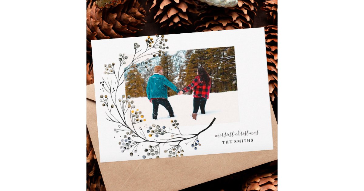 Organic Natural Merriest Christmas Photo Card | Zazzle