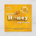Organic Raw Honey Local Brand QR Code Cute Yellow Square Business Card ...