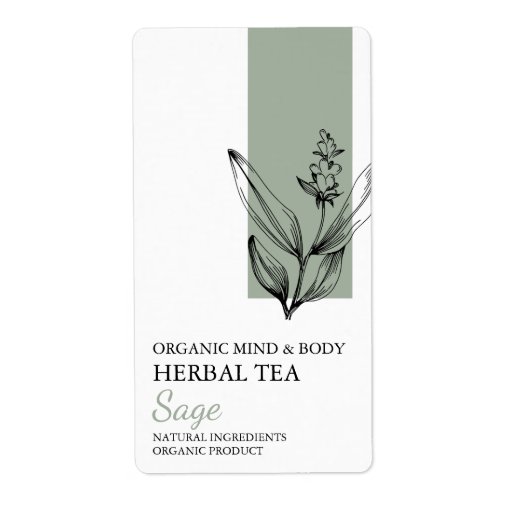 Organic Sage Herbal Tea Business Label | Zazzle