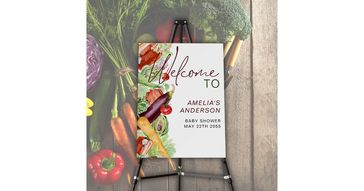 Organic Vegetables Baby Shower Welcome Sign | Zazzle