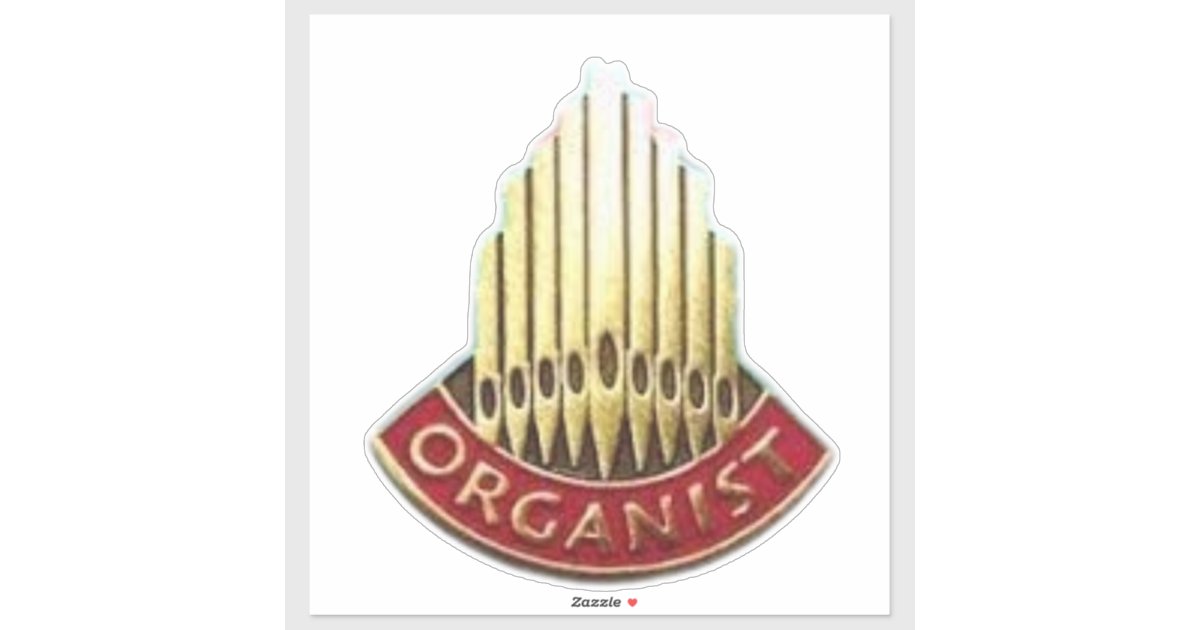 Organist Pipe Organ Logo Sticker | Zazzle
