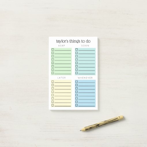 Organized Things to Do Blue Green Yellow Post-it Notes | Zazzle